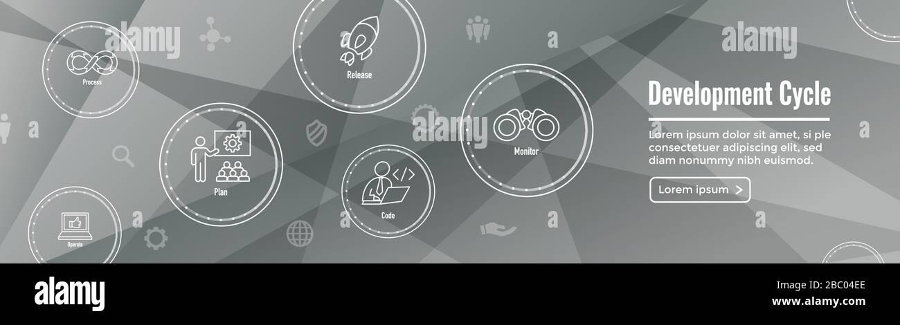 Development Operations and Life Cycle - DevOps Icon with process, build etc Stock Vector Image ...