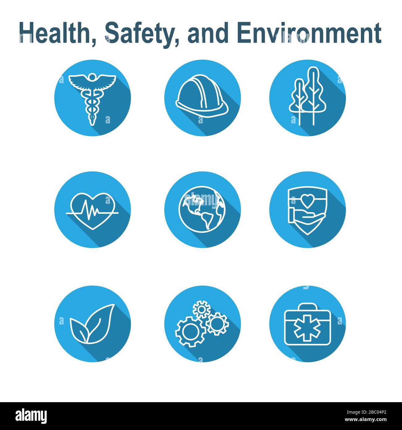 Health Safety & Environment Icon Set with medical, safety, and leaves ...
