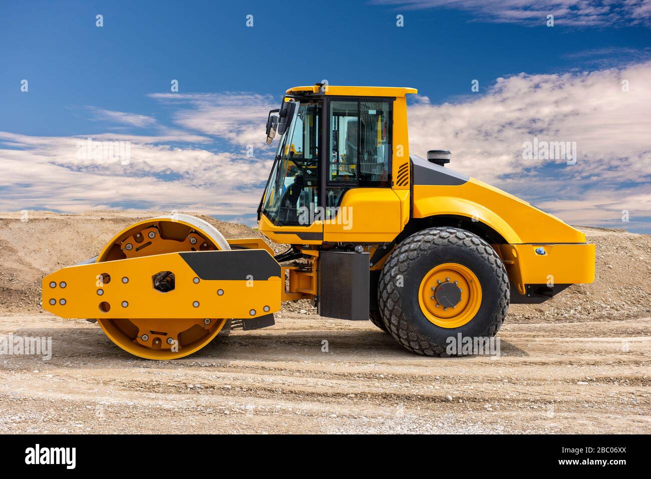 Construction site with construction machine or road roller [automated ...