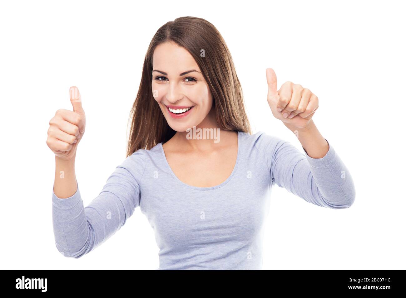 Woman pointing gesturing hi-res stock photography and images - Alamy