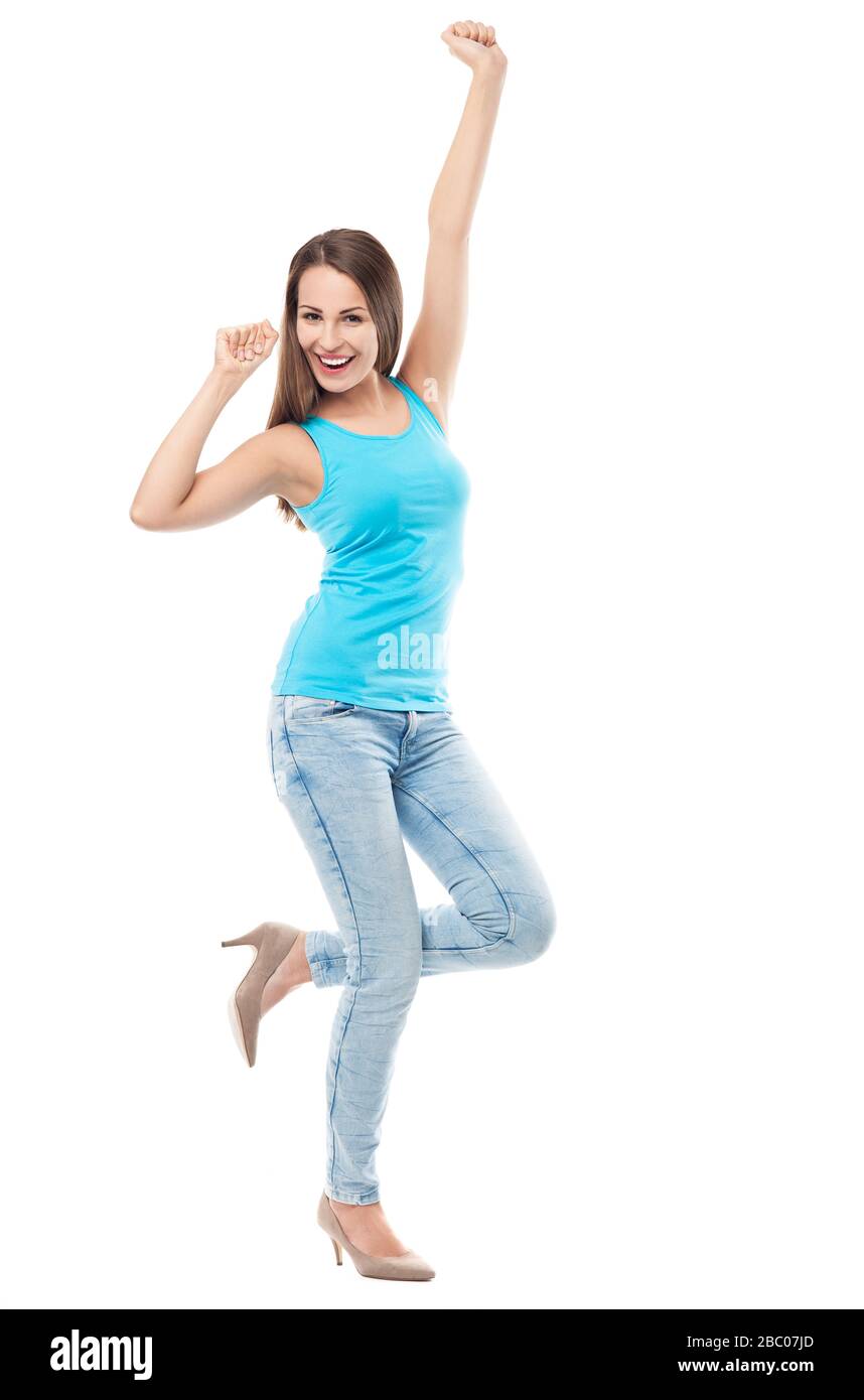 Woman excited face expression Cut Out Stock Images & Pictures - Alamy