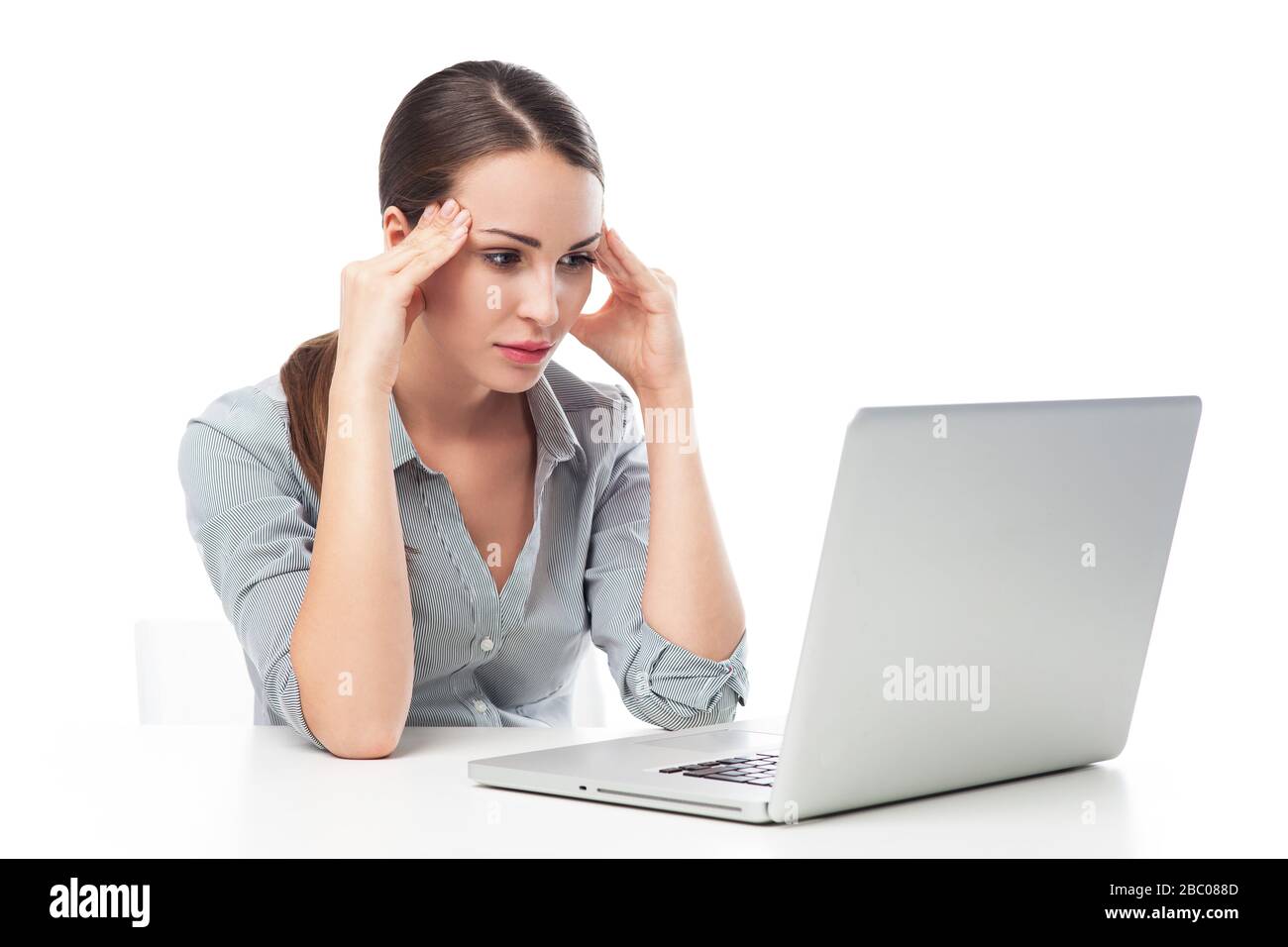 Frustrated Woman Staring at Laptop Screen Stock Photo - Alamy