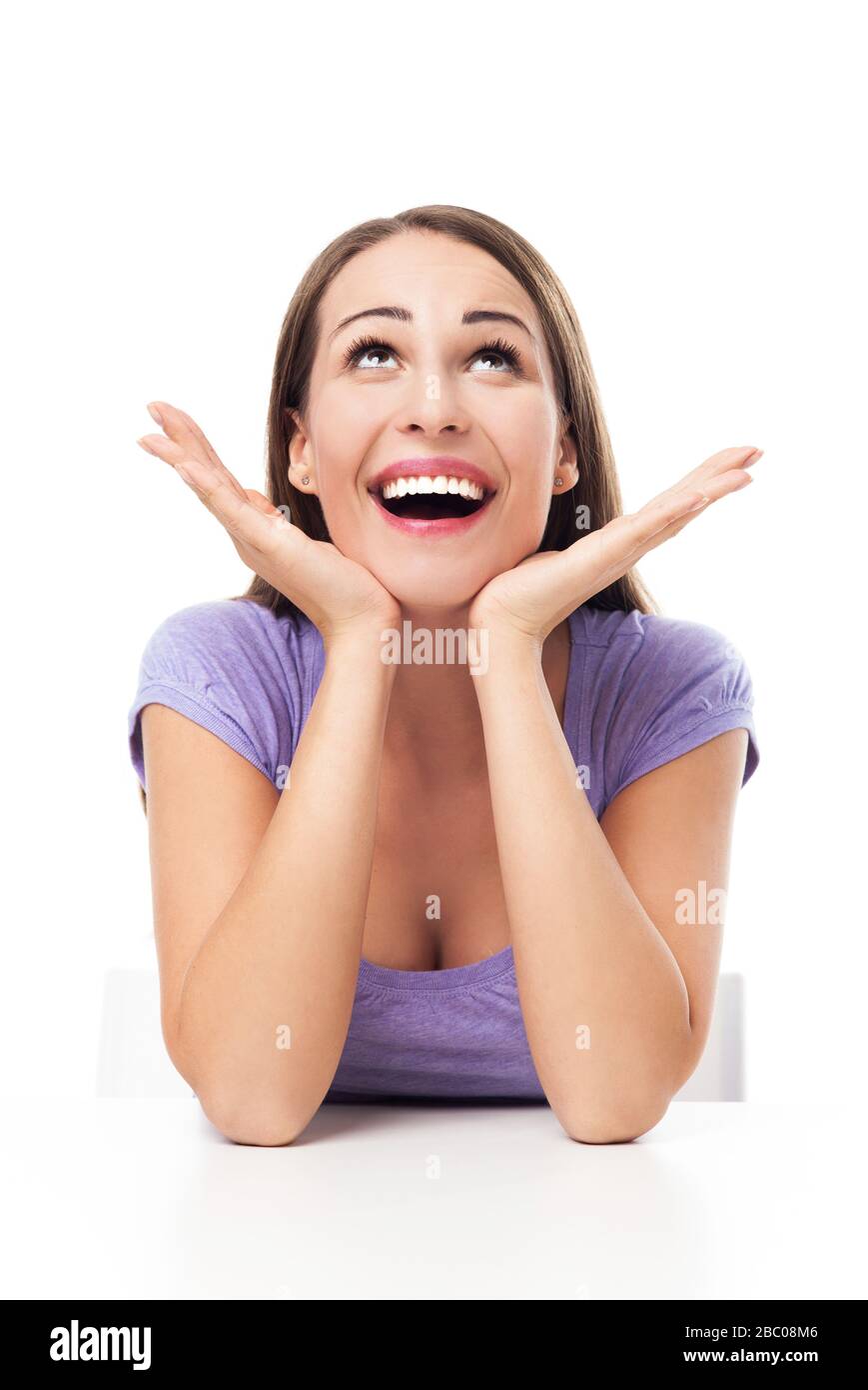 Amazed excited woman in Cut Out Stock Images & Pictures - Alamy