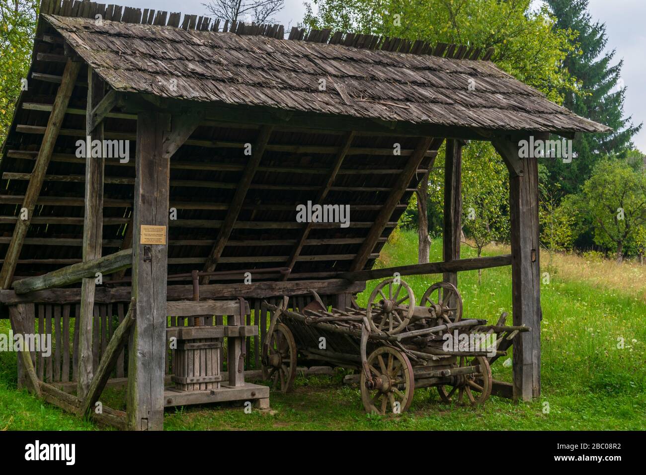 Shed for wagon, firewood, and agricultural tools, Maramures Village ...