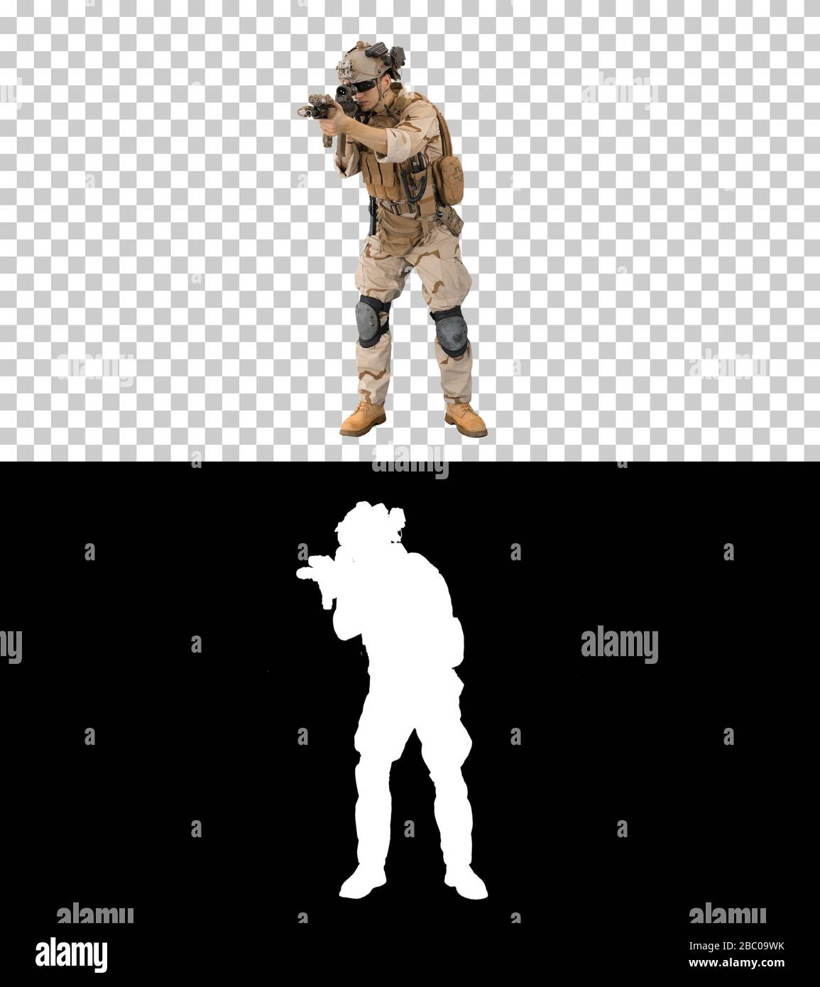 Army soldier standing his ground aiming with assault rifle, Alph Stock ...