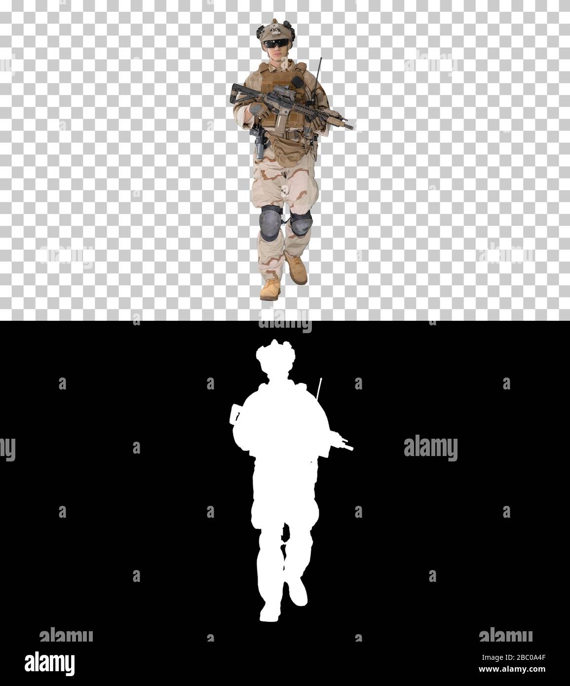 US Army soldier in combat uniform walking, Alpha Channel Stock Photo ...