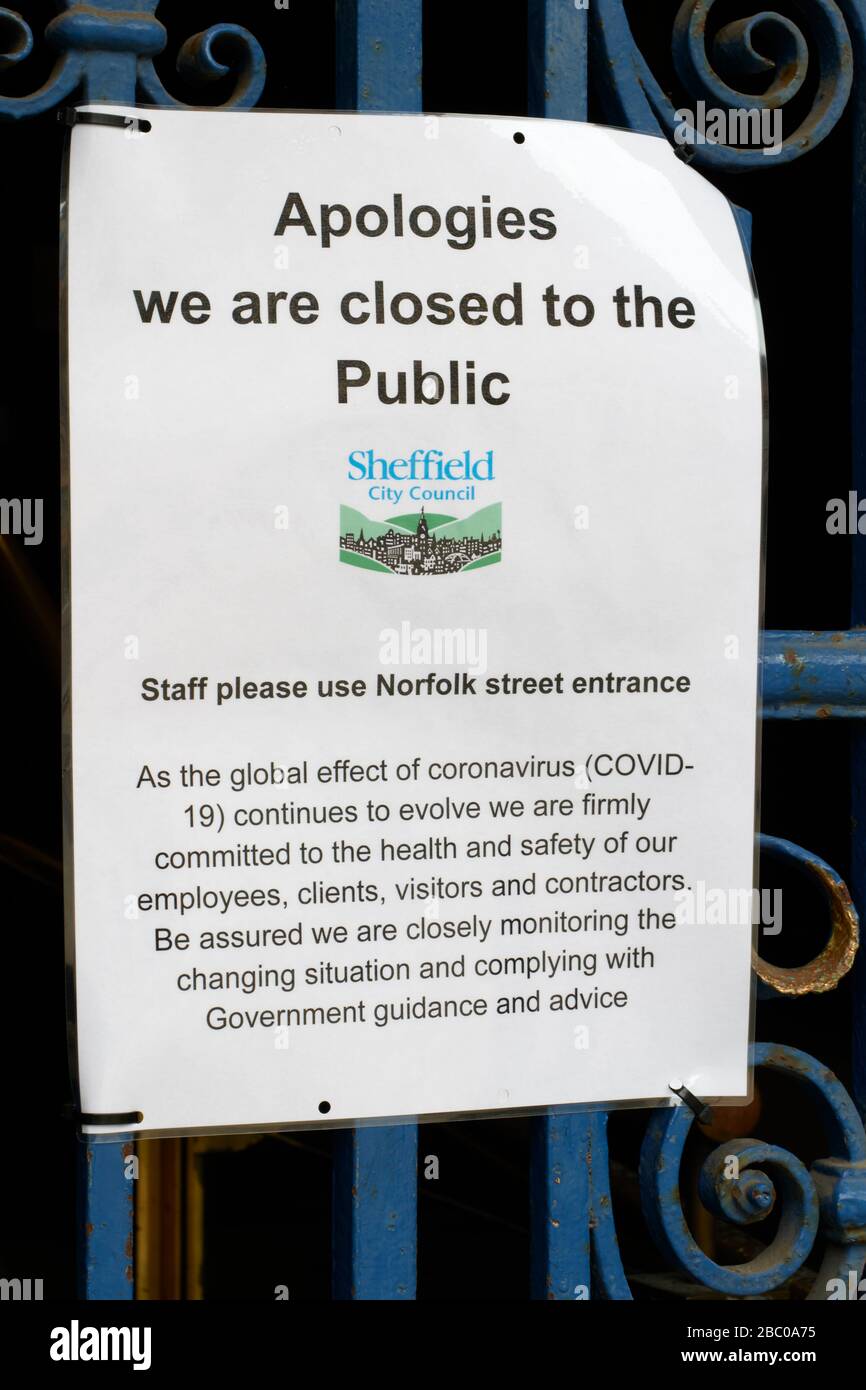 Notice of closure to public owing to coronavirus / covid-19 ...