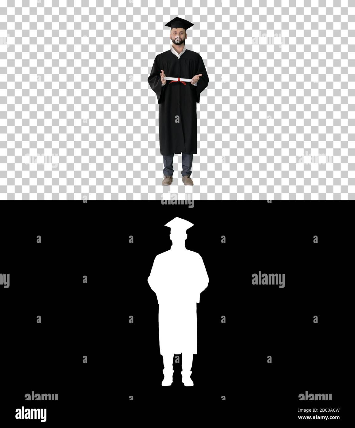 Male student graduate showing diploma, Alpha Channel Stock Photo - Alamy