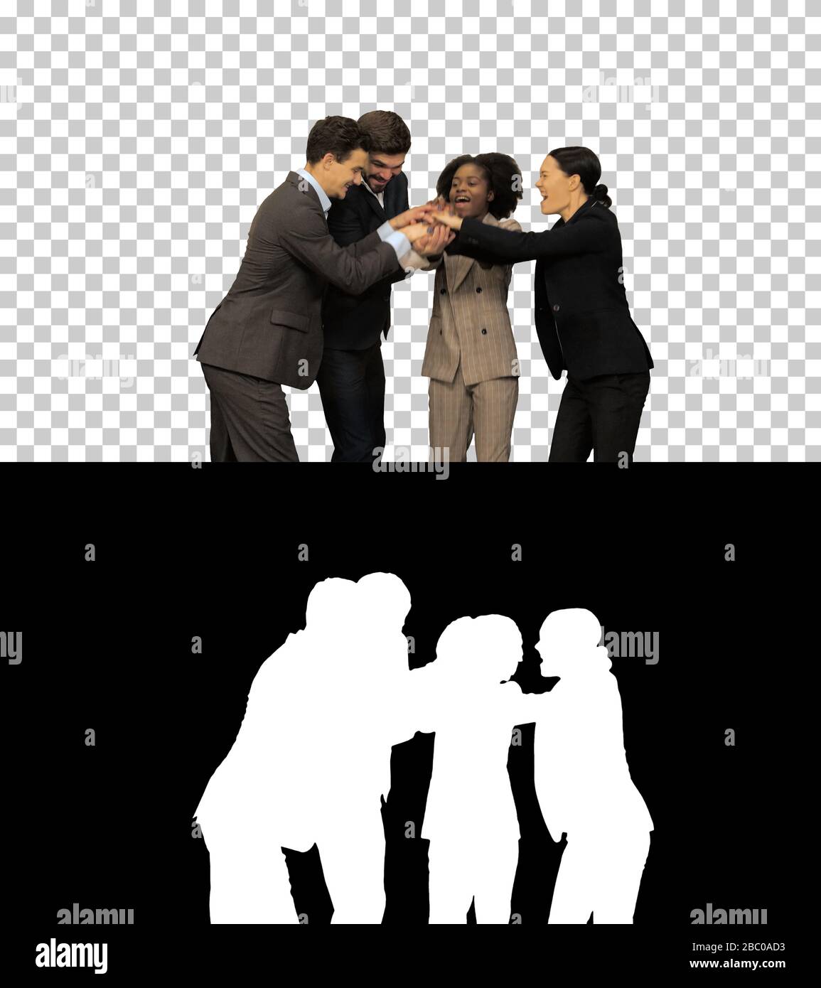 Diverse adult business people joining hands together Team spirit Stock ...