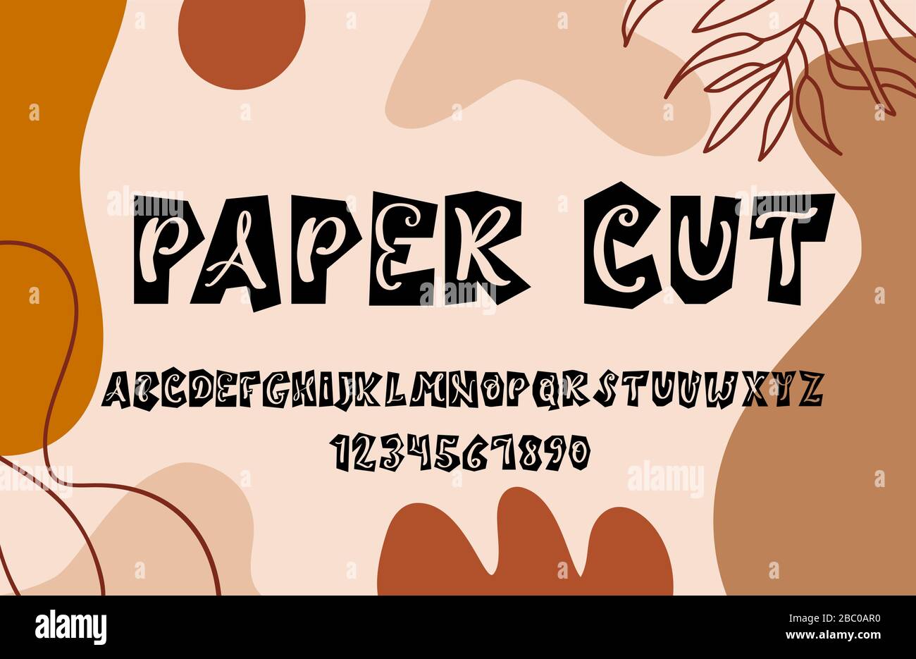 Simple Paper Cut Font chopped handwritten font on abstract floral ...