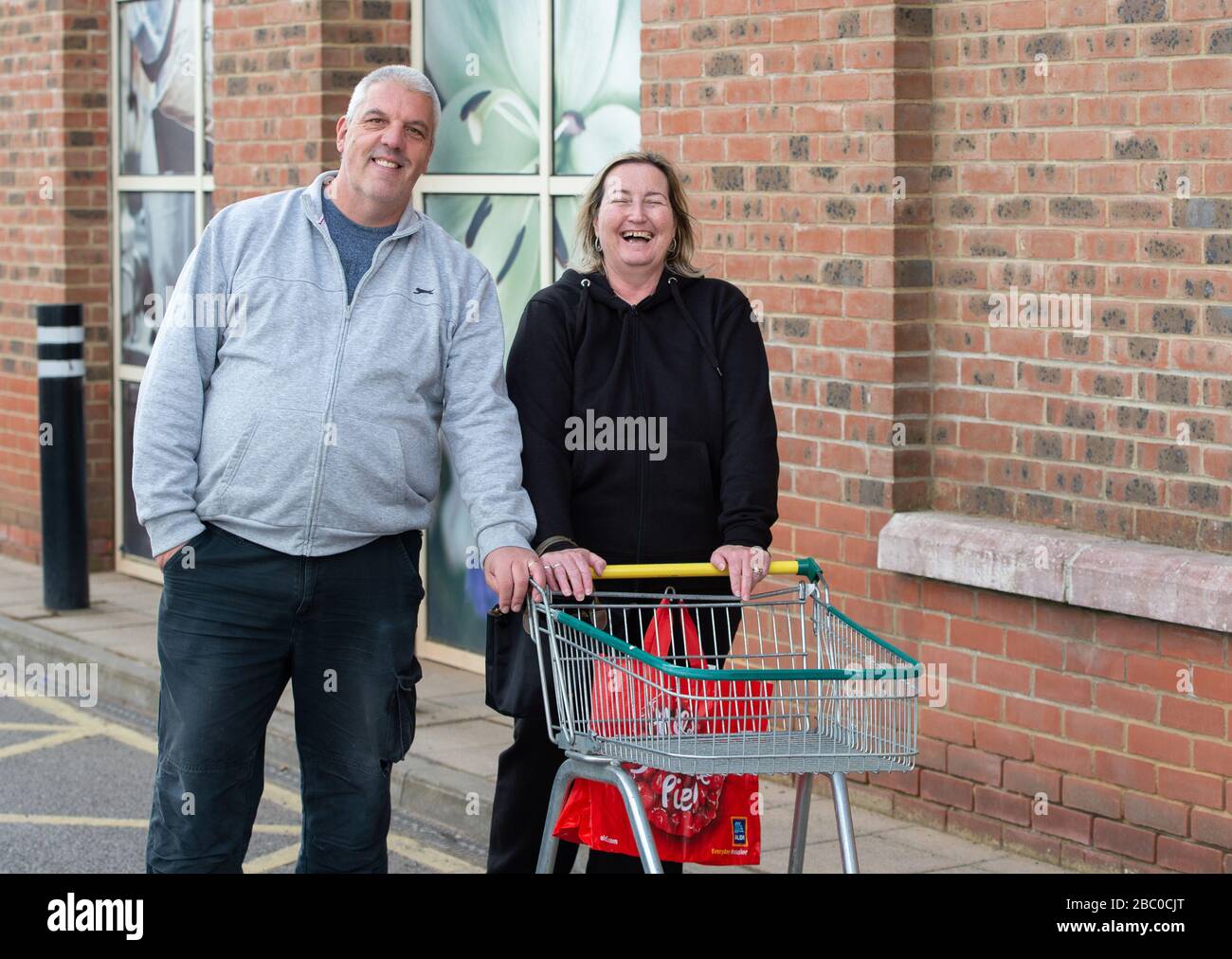 Sidcup, UK. 02nd Apr, 2020. Shoppers in the queue at Morrisons during ...
