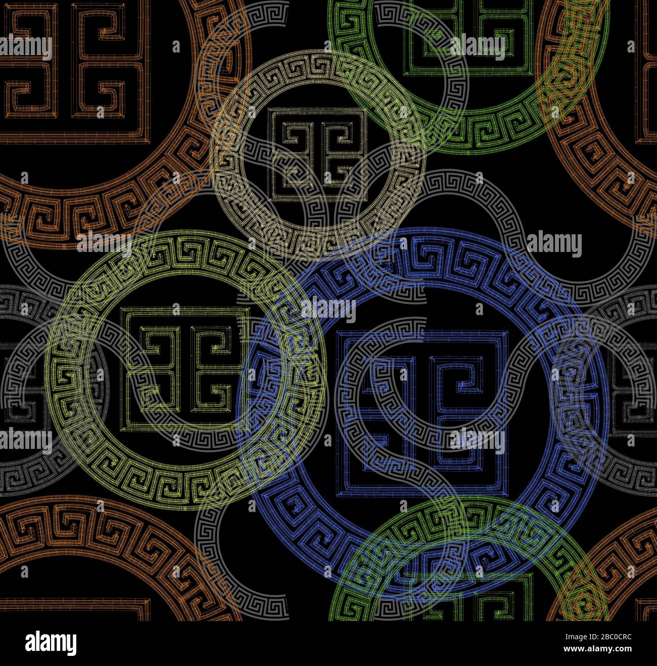 Greek design colored circle style seamless pattern Stock Photo - Alamy