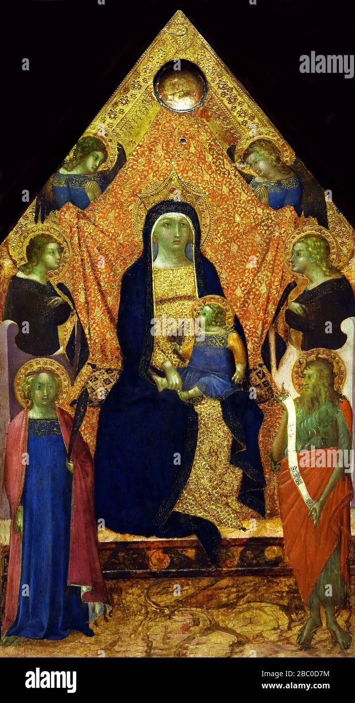 The Virgin and Child Enthroned between Four Angels, A Martyr Saint and ...