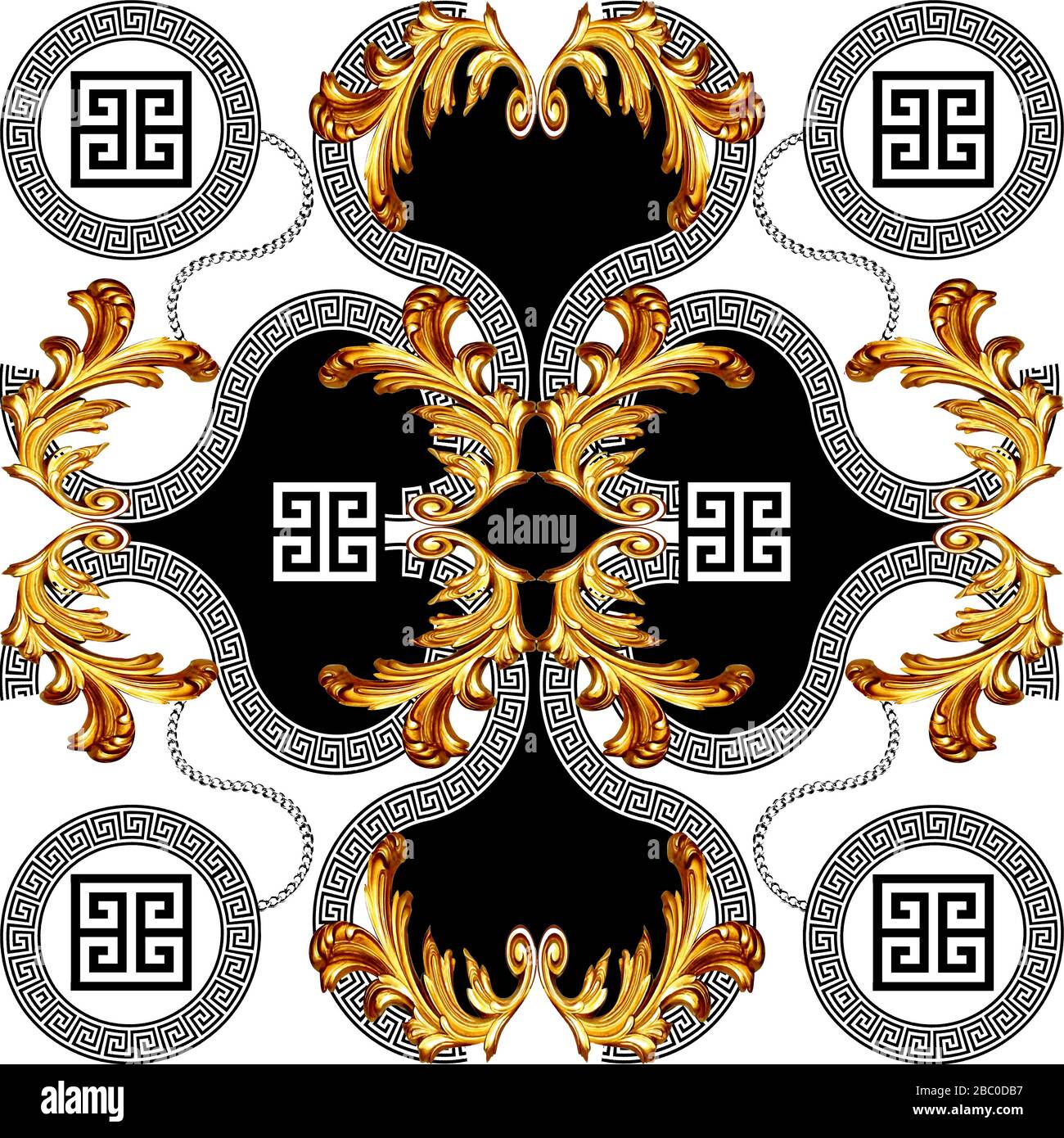 baroque style with circle greek design seamless pattern Stock Photo - Alamy