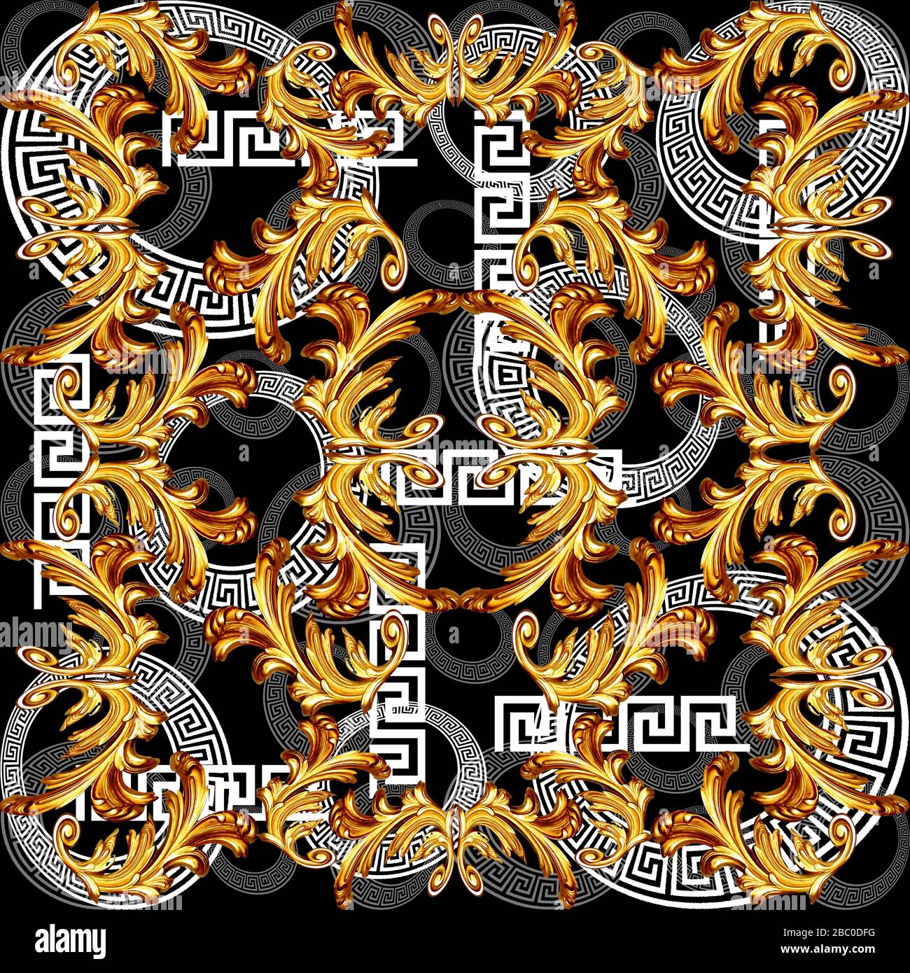 baroque style with circle greek design seamless pattern Stock Photo - Alamy