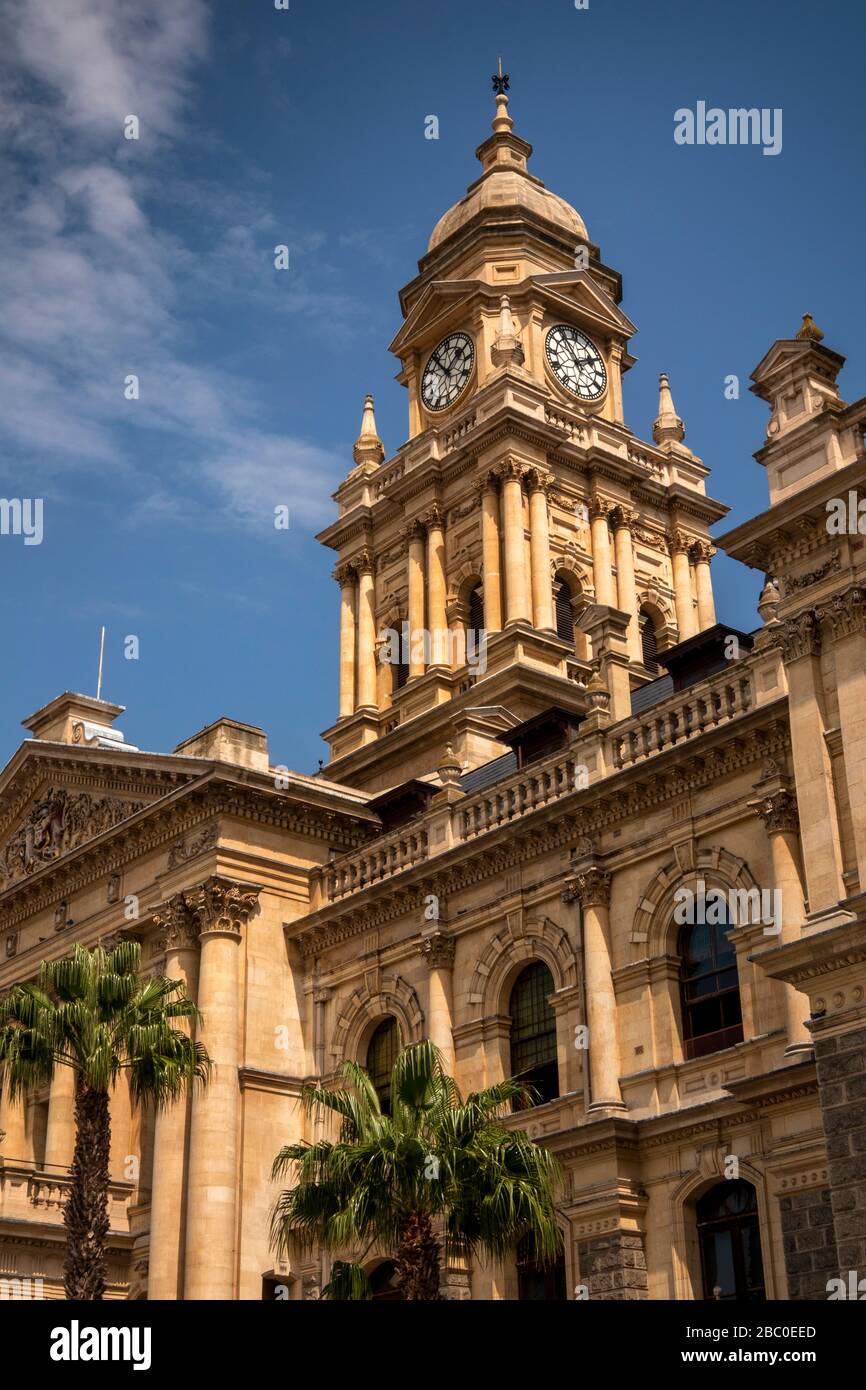 South Africa, Cape Town, Darling Street, City Hall, façade and clock ...