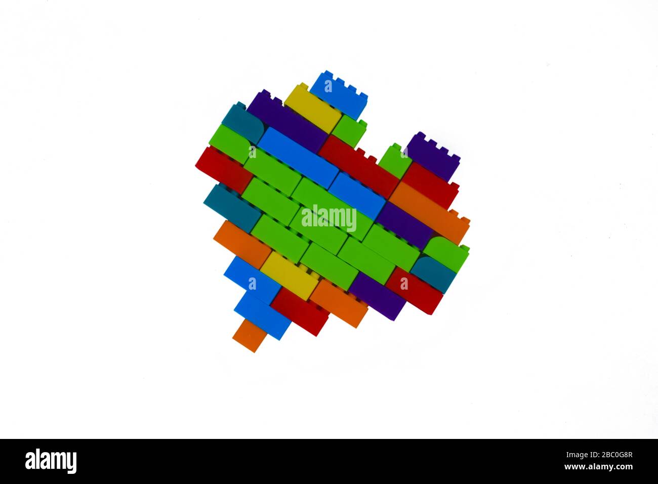 A heart shape made with lot of different colored building blocks in ...