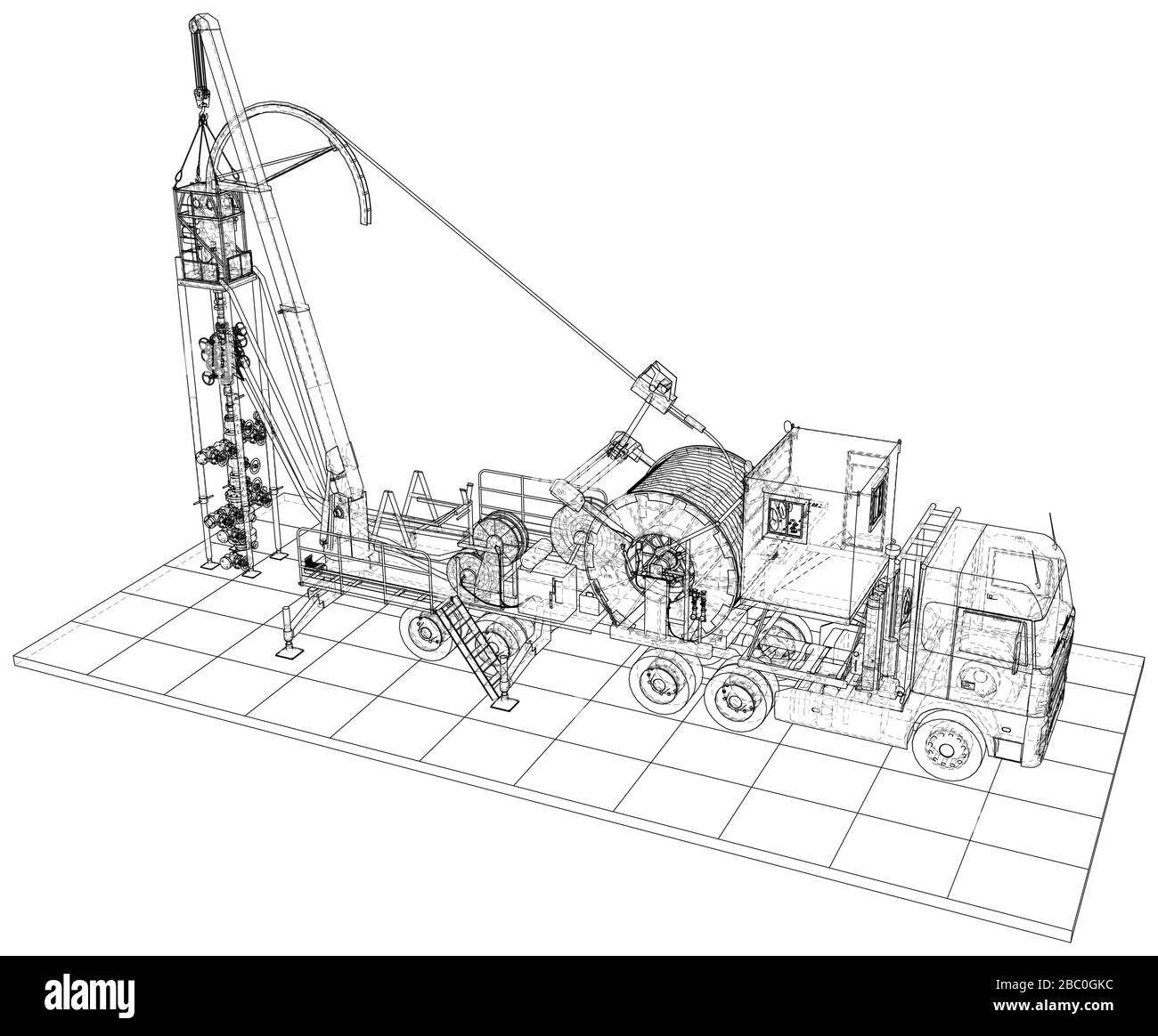 Coil Tubing unit machine Truck. EPS10 format. Vector created of 3d ...
