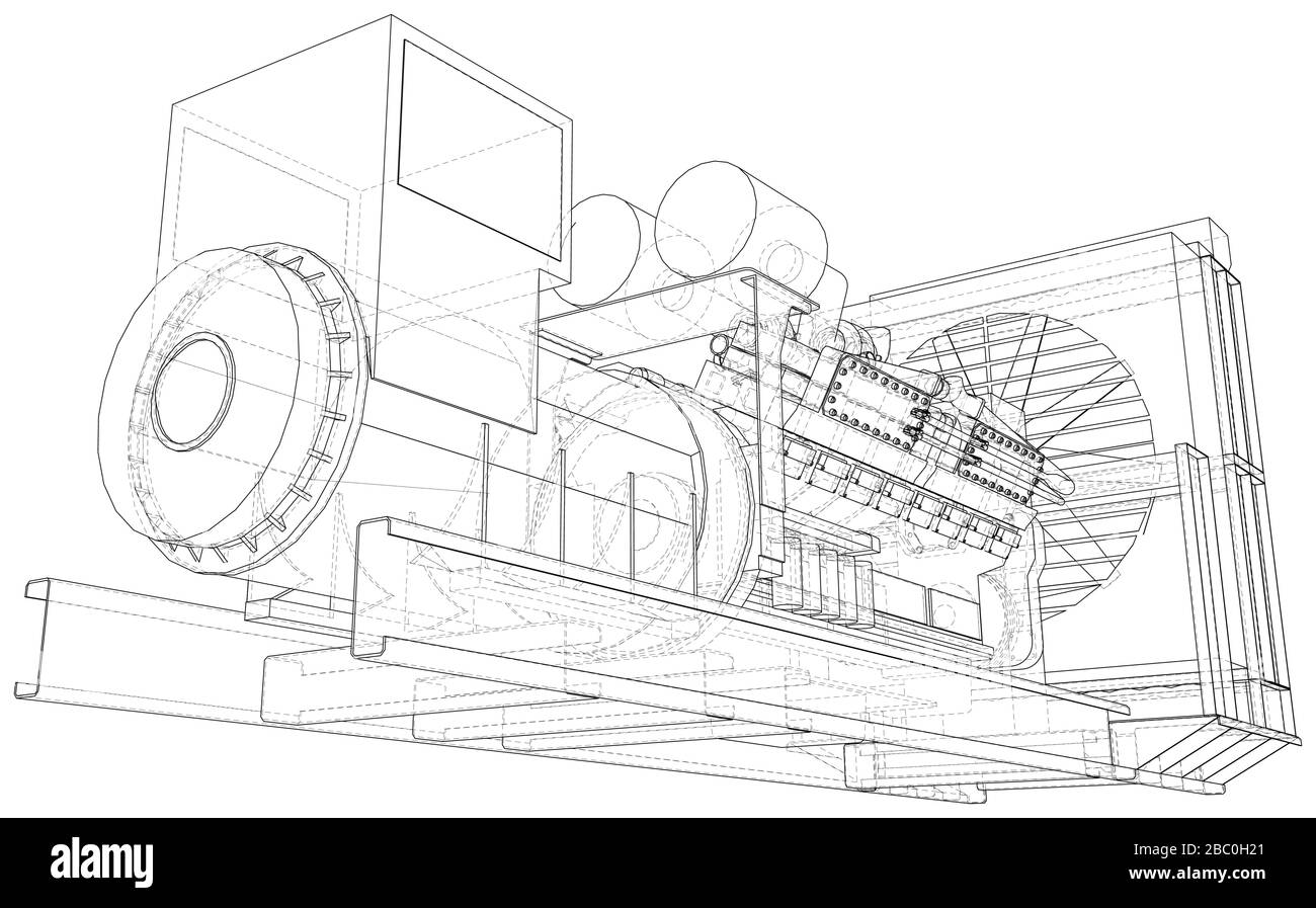 Diesel generator unit for factory. he layers of visible and invisible ...