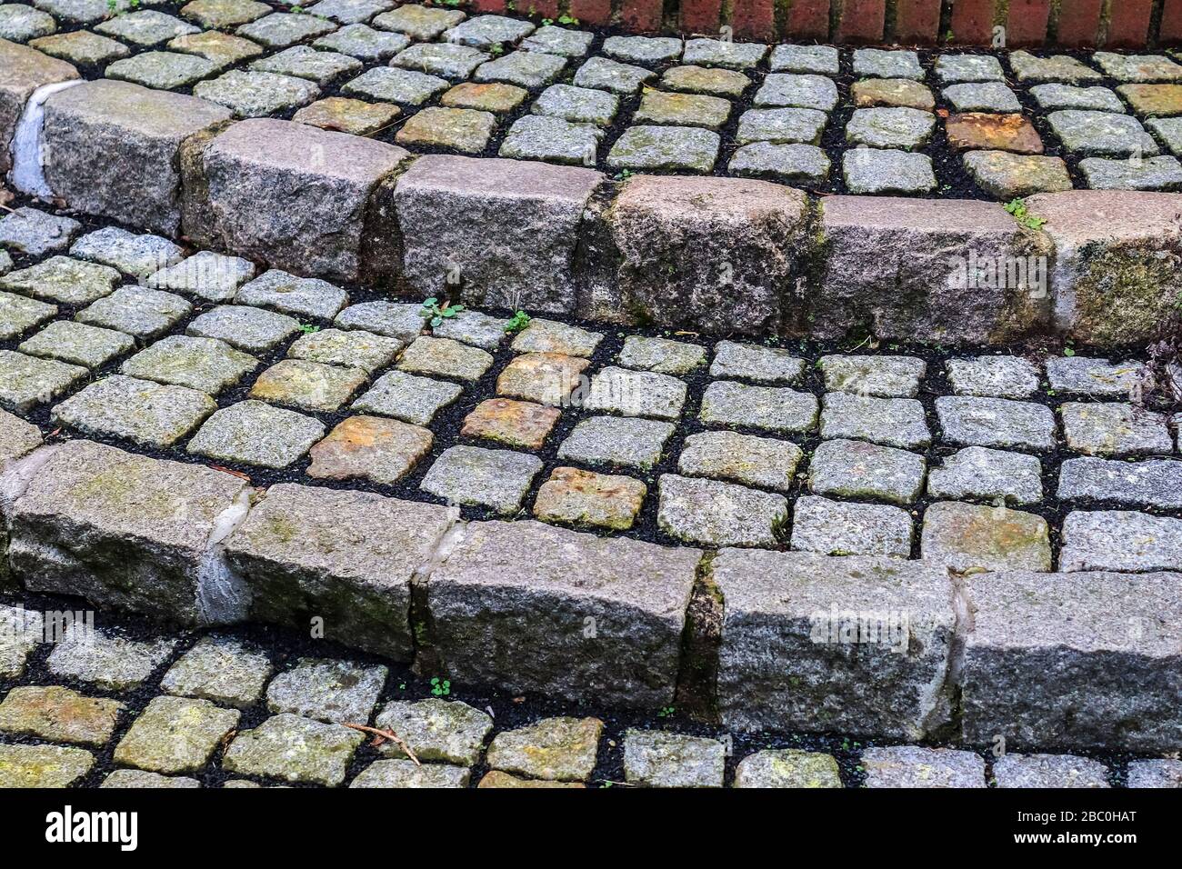 Detailed close up on old vintage cobblestone roads and walkways Stock ...