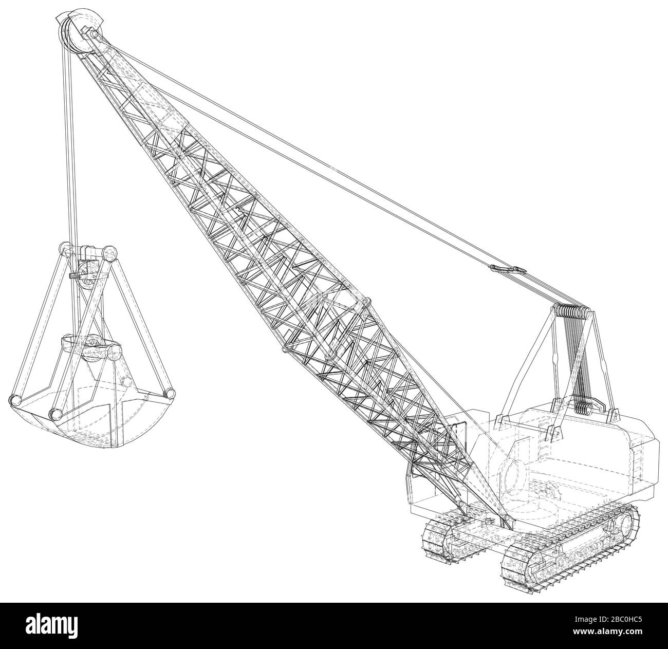 Dragline. The layers of visible and invisible lines are separated ...
