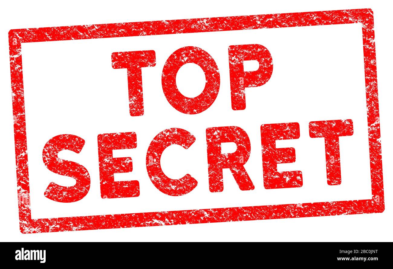 Top Secret message from a red rubber ink stamp 3D illustration on a ...