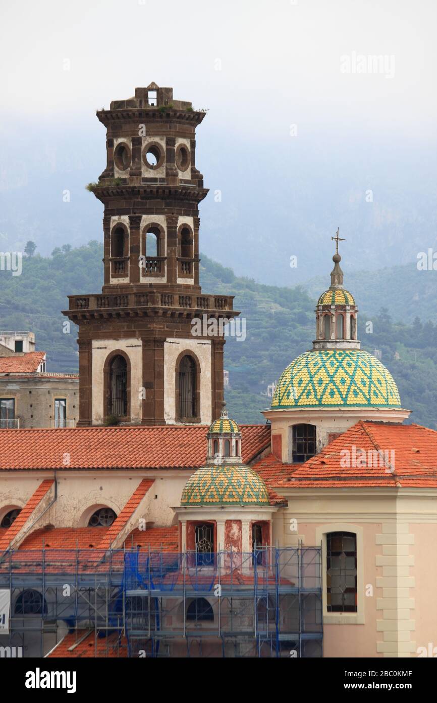 Dome of the Church of St. Mary Magdalene in Atrani. Amalfi Coast, Italy ...