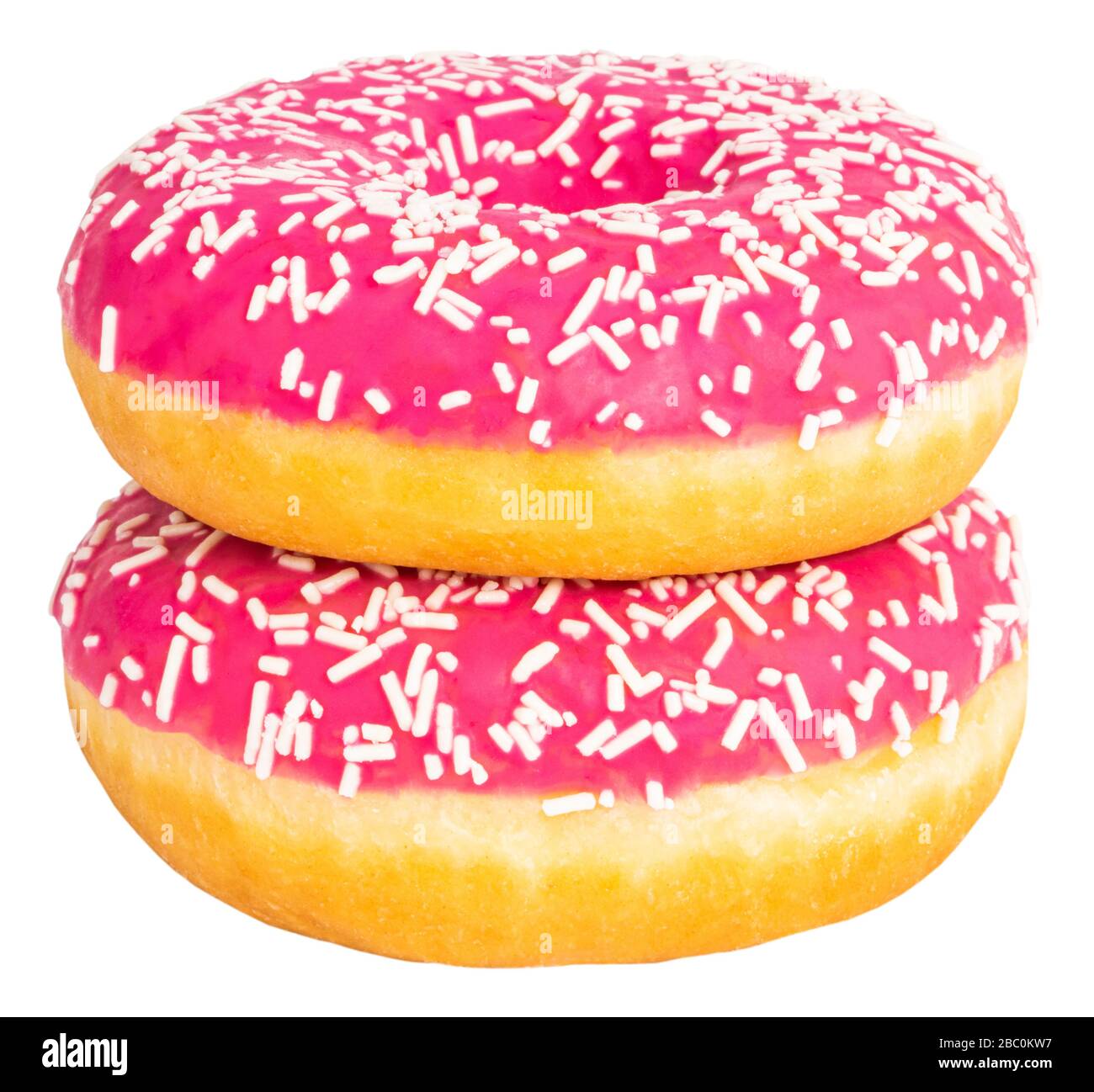 Pink donut with colorful sprinkles isolated on white background Stock ...