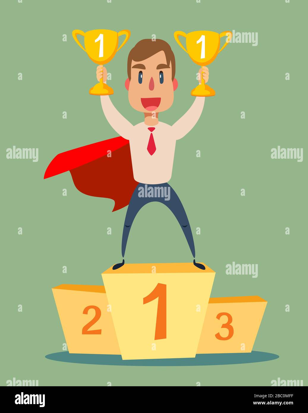 Cartoon illustration man on podium hi-res stock photography and images ...