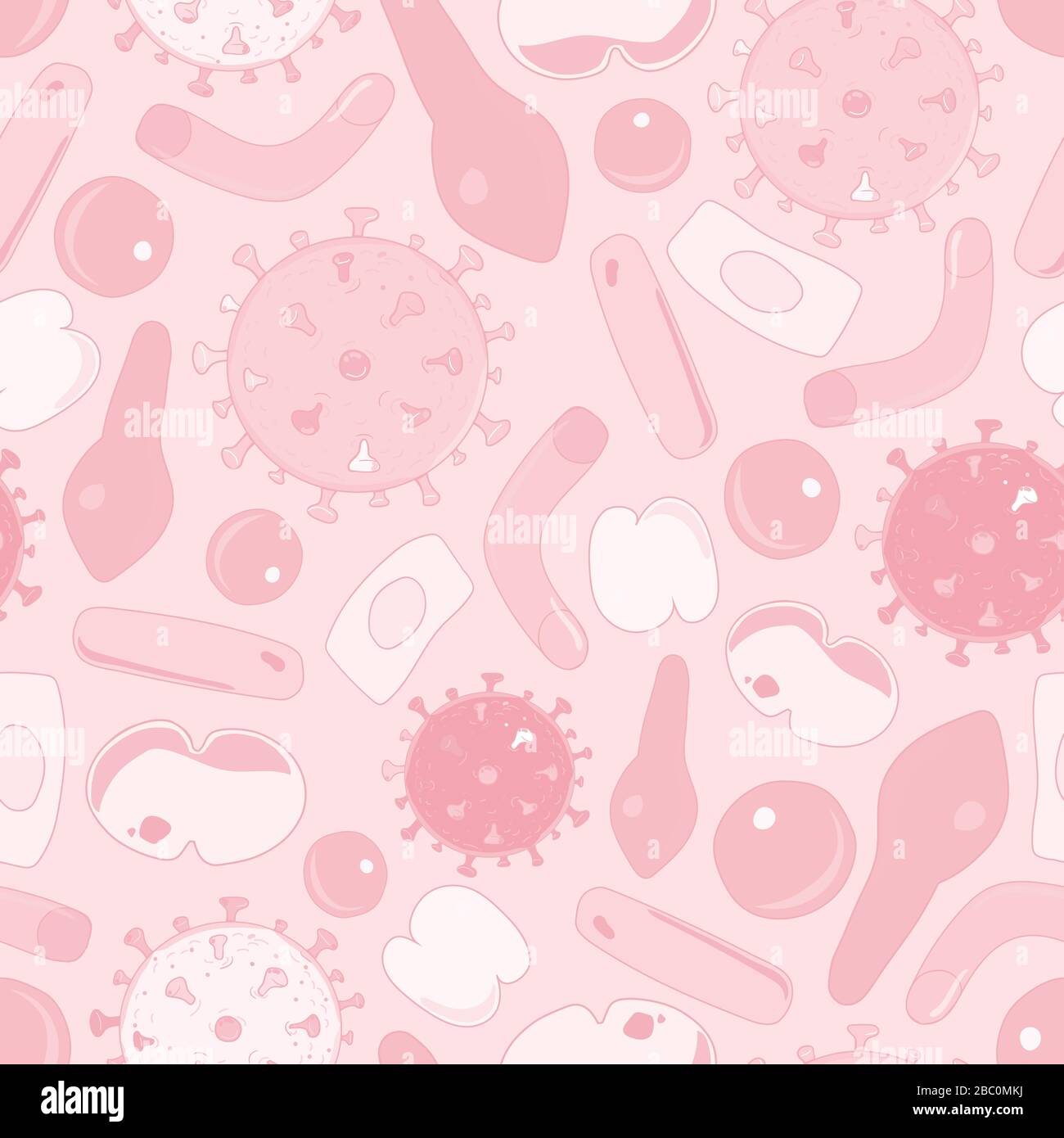 Bacteria virus and germs microorganism cells green inversion seamless ...