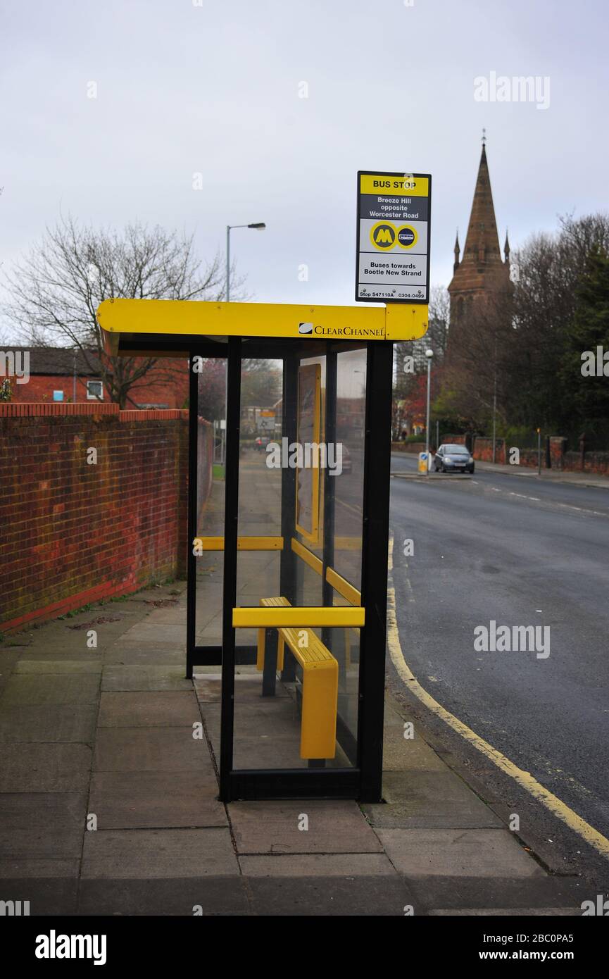 Warning signs and public information displayed on bus stop's, shop ...