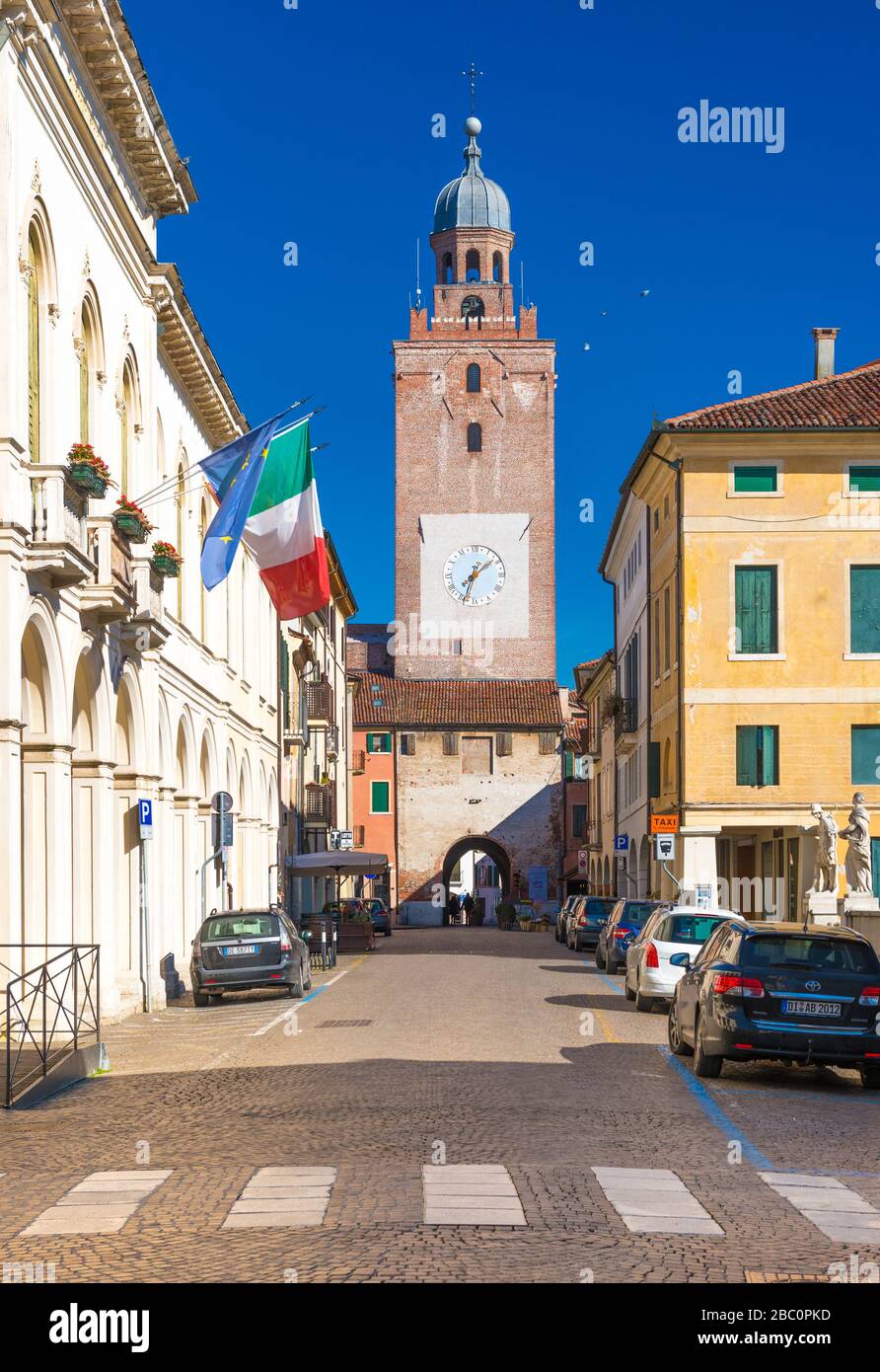 Castelfranco Veneto - February 2017, Italy: View of the Civic Tower ...