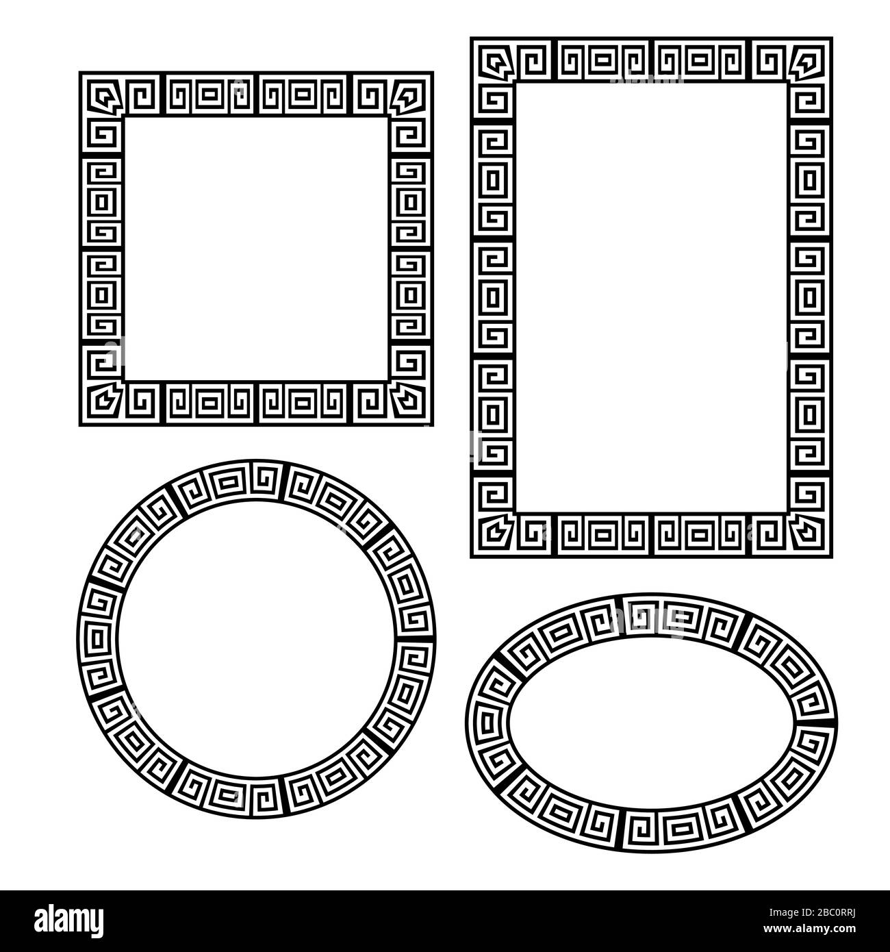 Greek key border frame round, square set. Vector Stock Vector Image ...