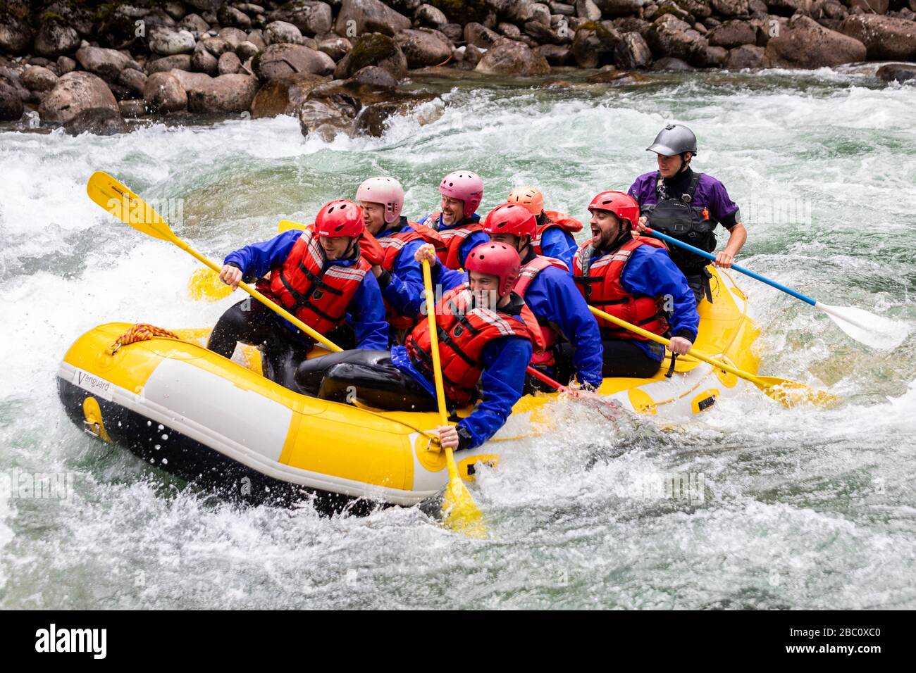 Rafters running the rapids on the Nahatlatch River, Boston Bar, BC ...