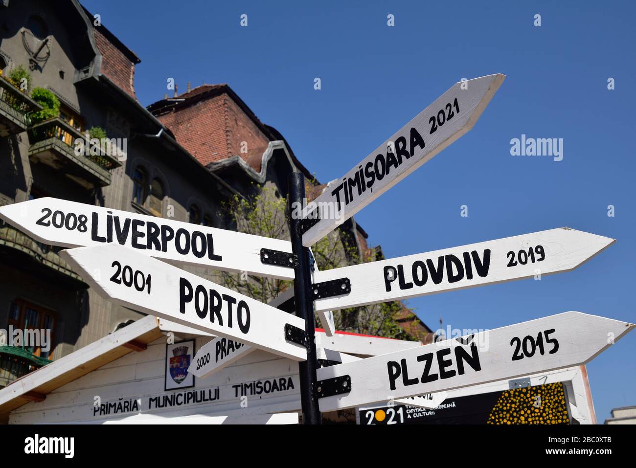 Romania, Timis, Timisoara, European City of Culture road signs, Piata ...