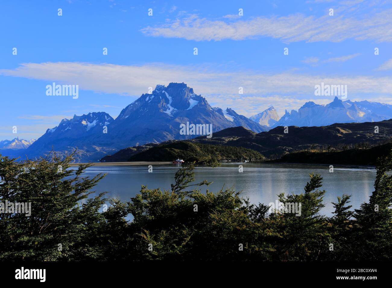 View over Lago Grey, Torres del Paine National Park, Magallanes region ...