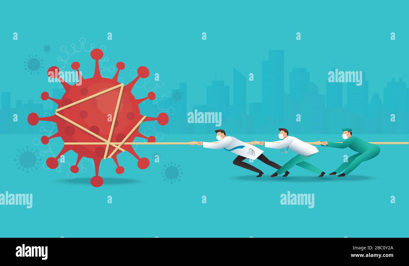 doctor pull the rope against Coronavirus Covid-19 Stock Photo - Alamy