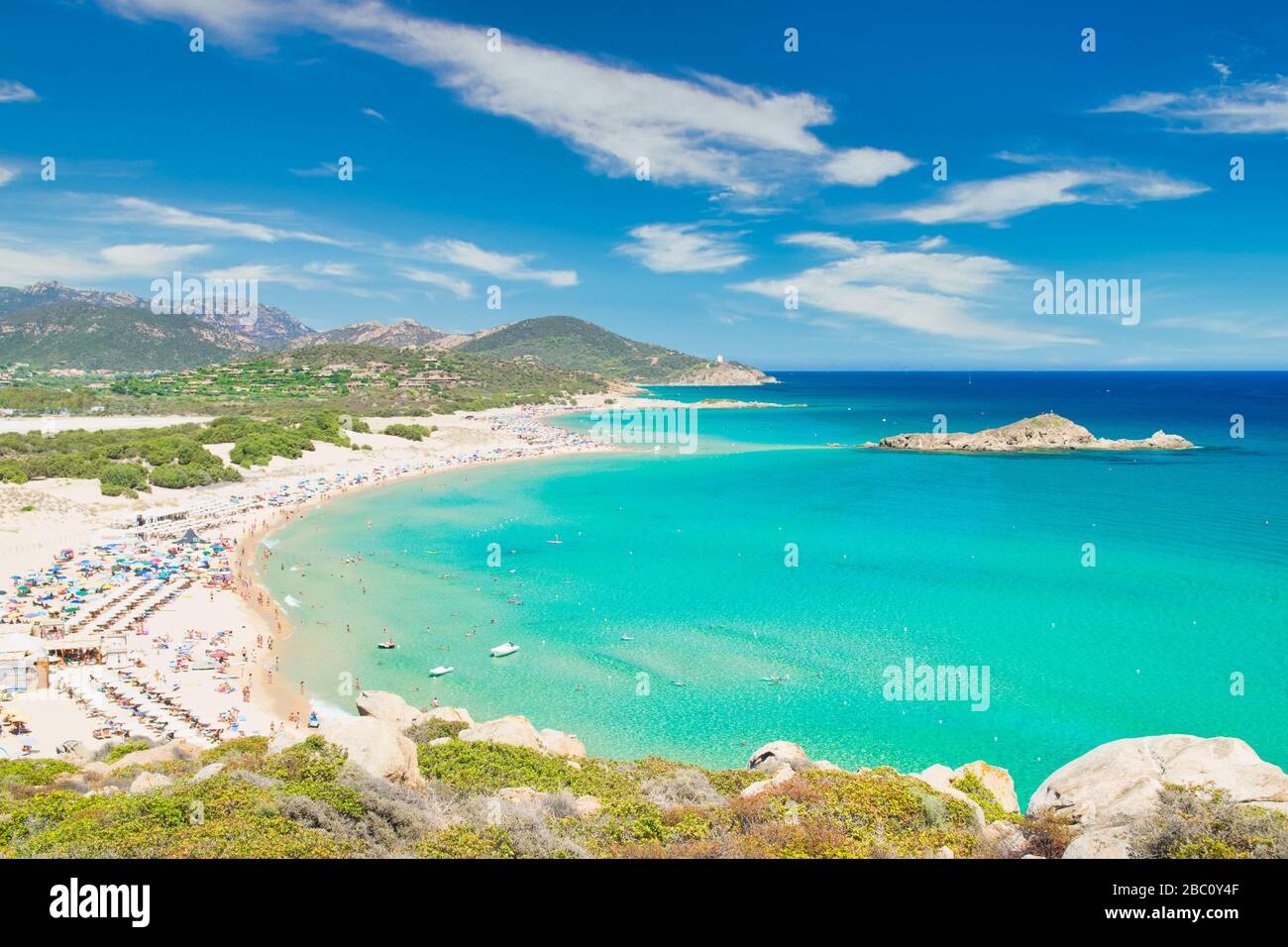 Panorama of the wonderful beaches of Chia, Sardinia, Italy Stock Photo ...