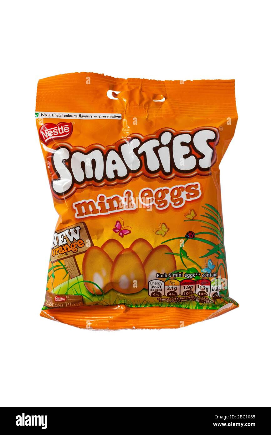 Packet of nestle smarties mini eggs Cut Out Stock Images & Pictures - Alamy