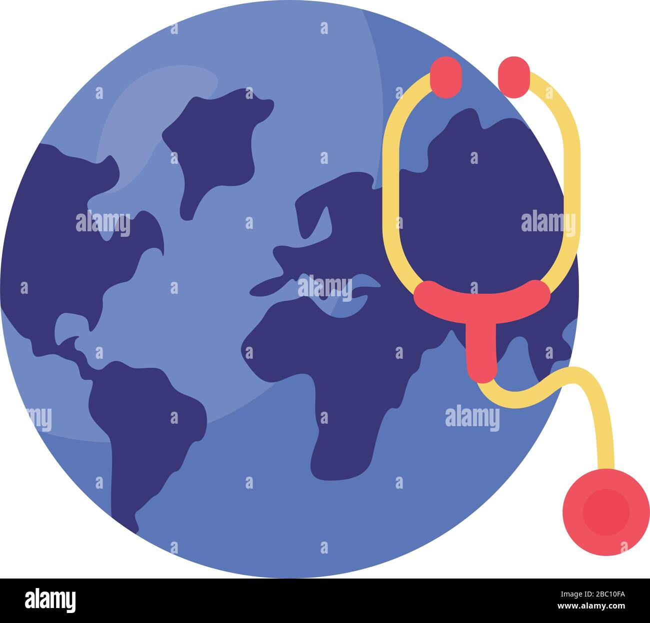 earth planet with stethoscope health online detaild style Stock Vector ...