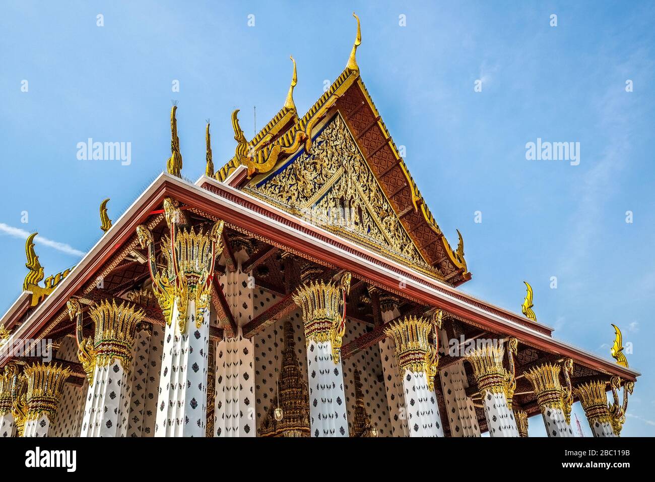 Thai Architecture Column at Wat Rakang Bangkok, Thailand Stock Photo ...