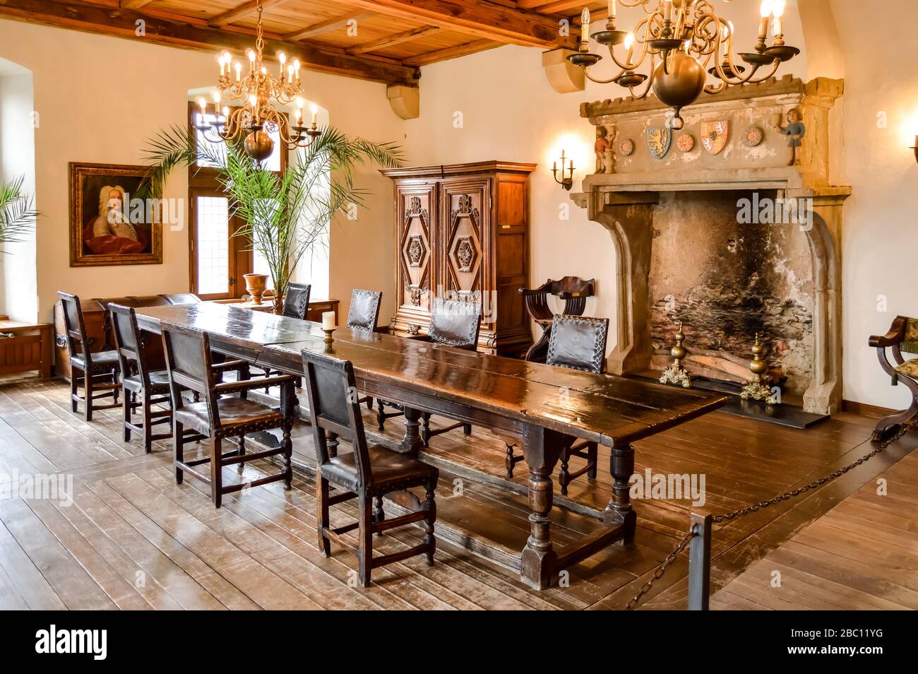 Dining room of Vianden castle in Luxembourg Stock Photo - Alamy