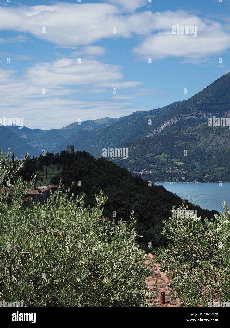 Castle of Vezio and Lake Como seen from Perledo, Como Lake east coast ...