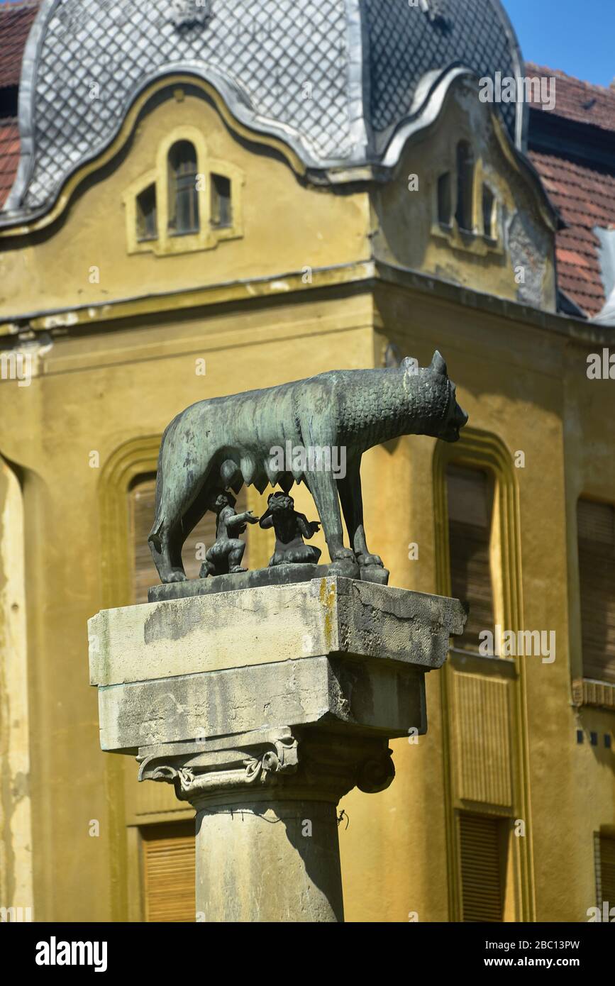Romania, Timis, Timisoara, Statue of Romulus and Rebus, replica of ...