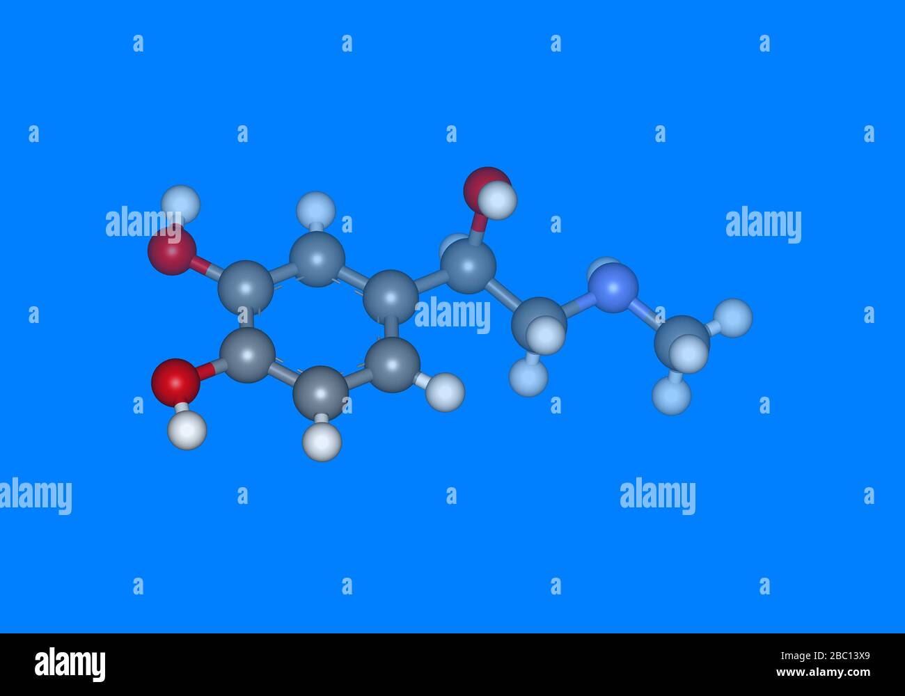Adrenaline medical molecular model with atoms Stock Photo - Alamy