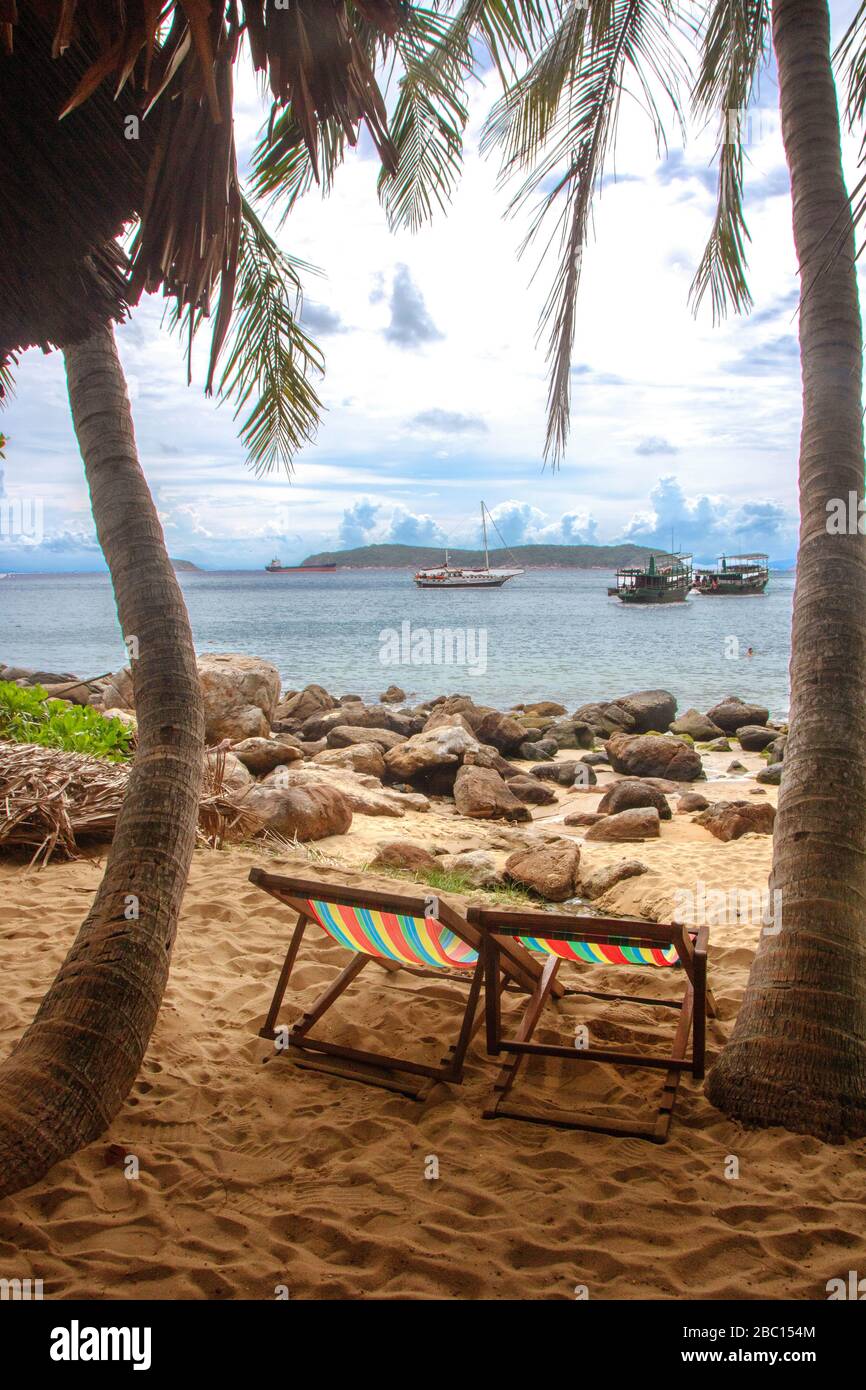beach in the island of Cu Lao Cham, one of the Cham islands in Vietnam ...