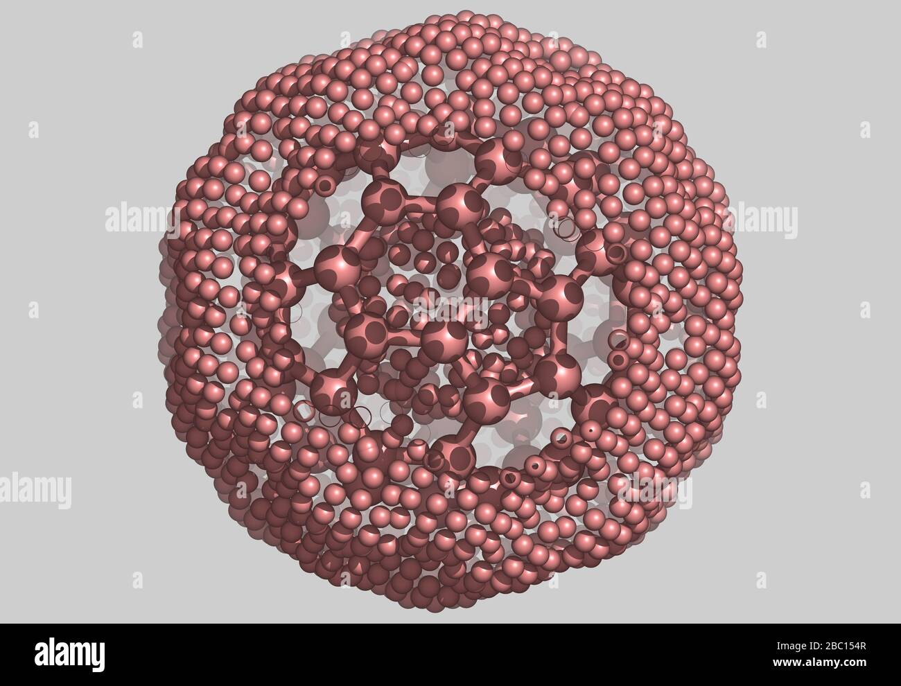 Bucky Ball molecular model with atoms Stock Photo - Alamy