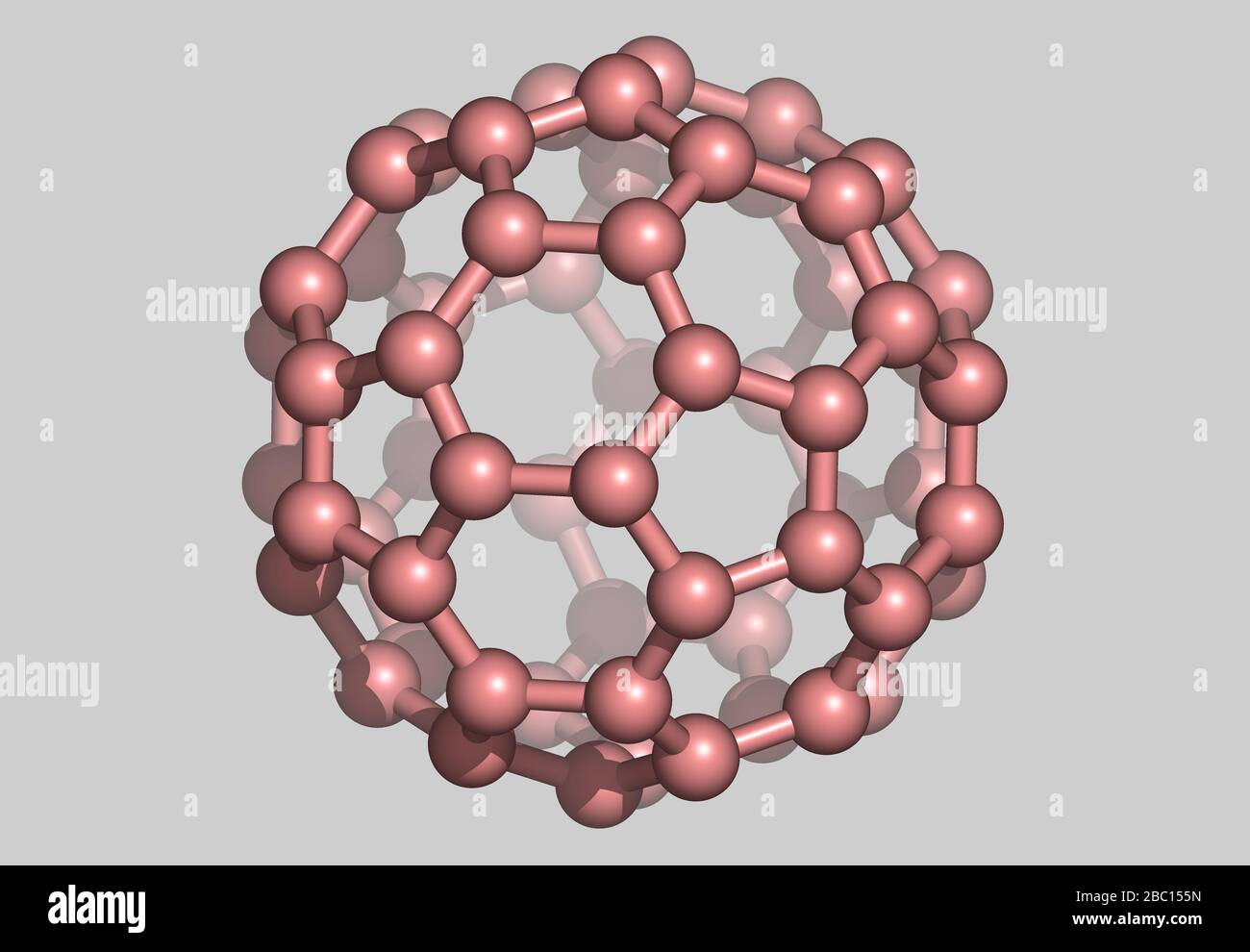 Bucky Ball molecular model with atoms Stock Photo - Alamy