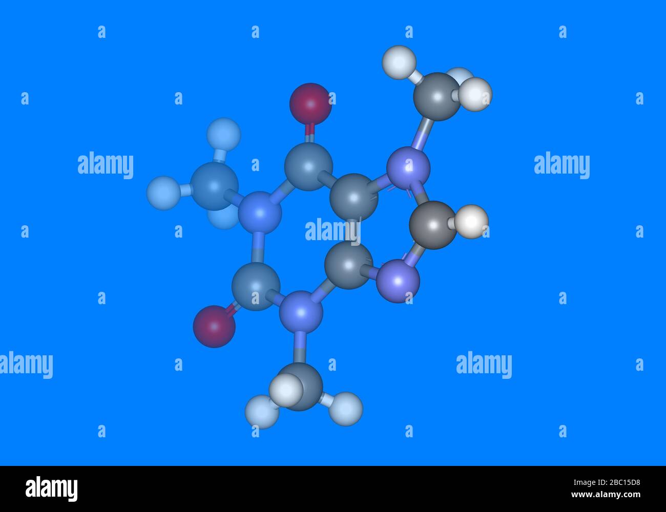 Caffeine molecular model with atoms Stock Photo - Alamy