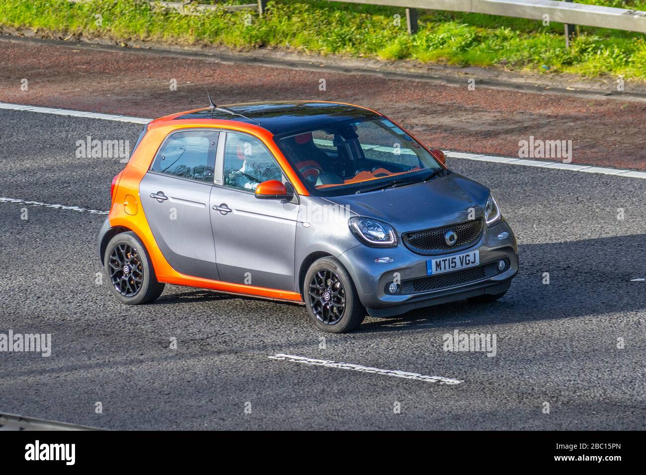 Orange And Blue Smart Car